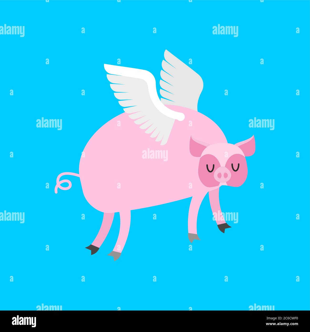 Flying pig cartoon. Piglet with wings. vector illustration Stock Vector ...