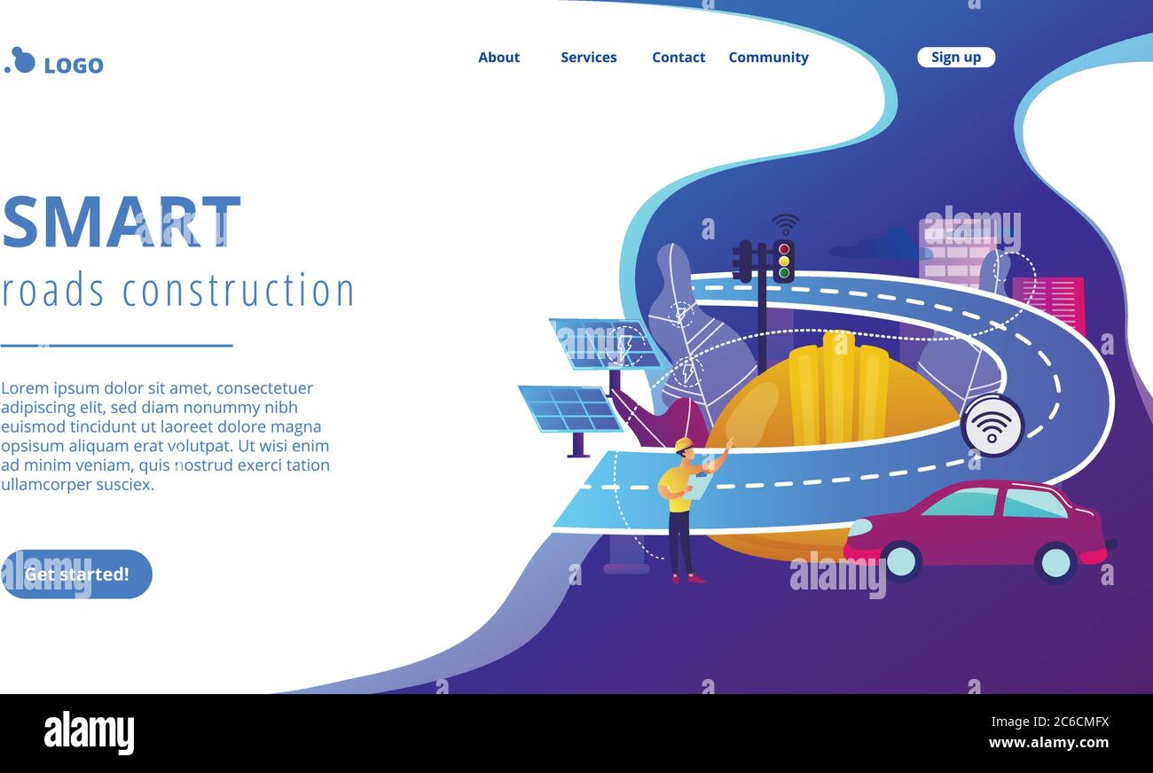 Smart roads construction concept landing page Stock Vector Image & Art ...