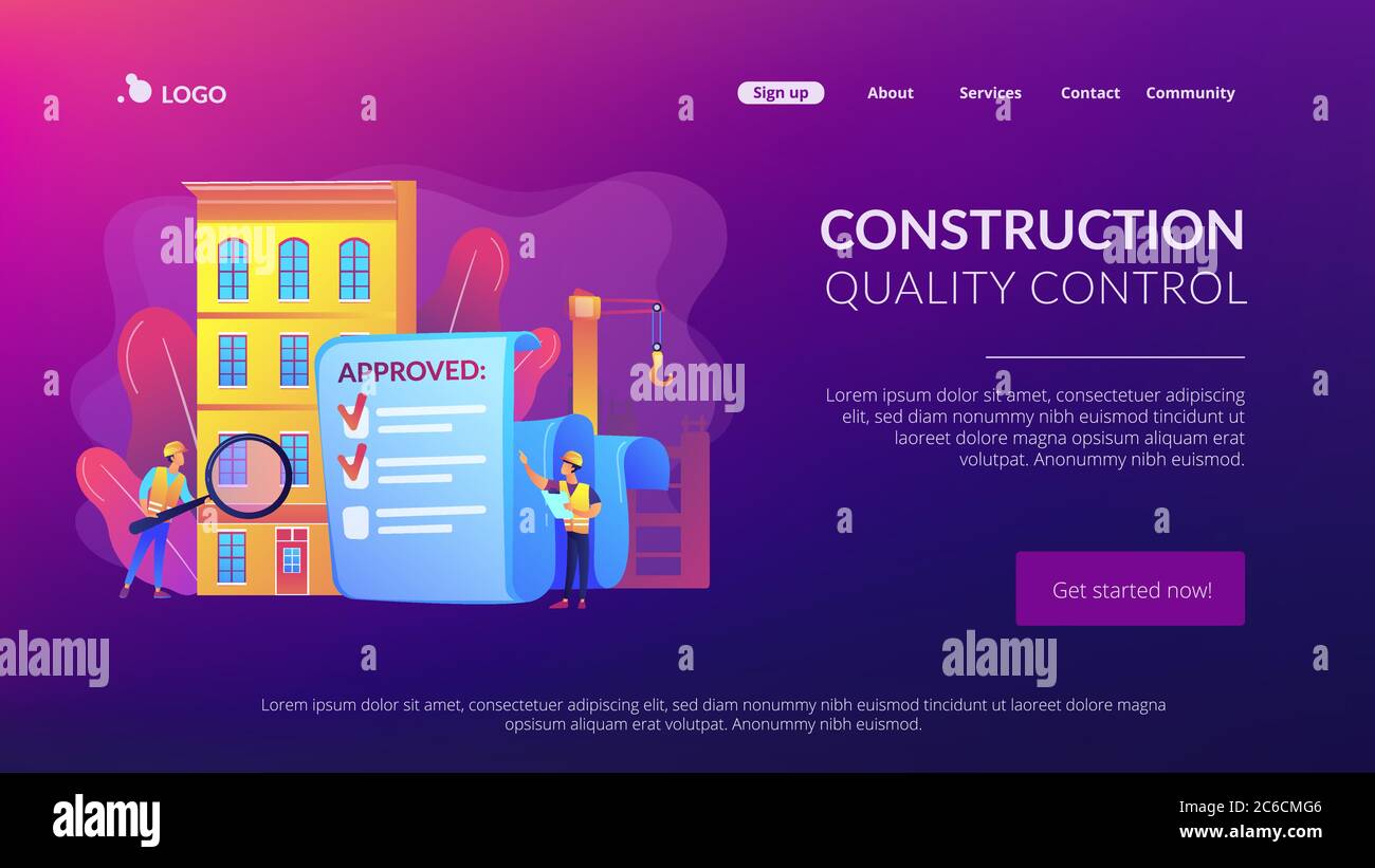 Construction quality control concept landing page Stock Vector Image ...