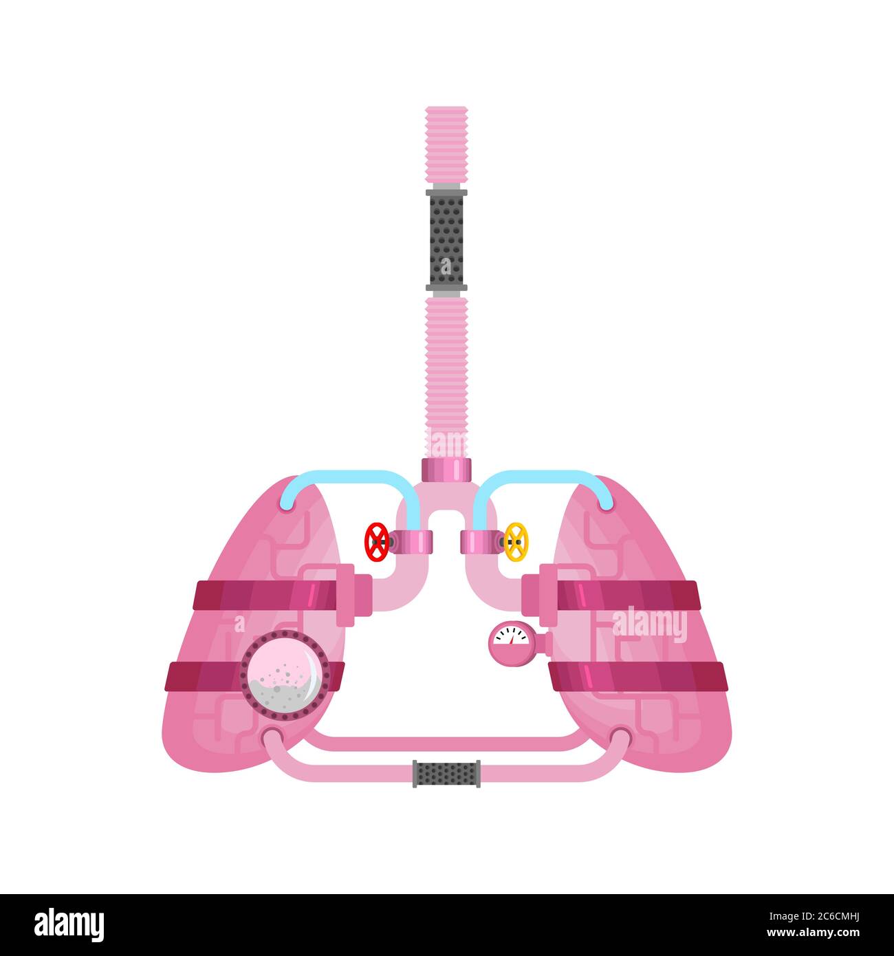 Metal Lungs. Artificial organ. Cybernetics future. Robot Human anatomy ...