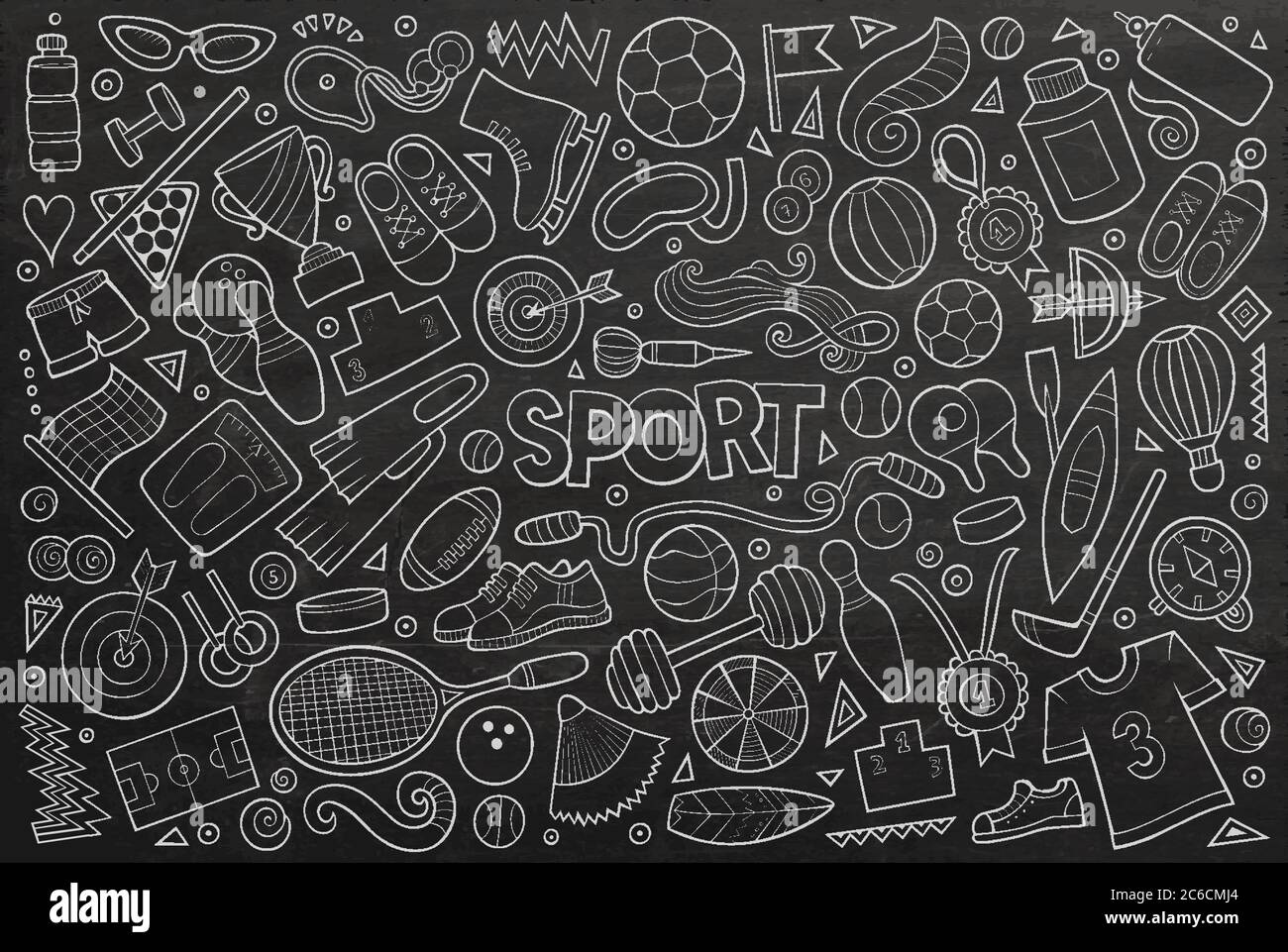 Doodle cartoon set of Sport objects and symbols Stock Vector Image ...