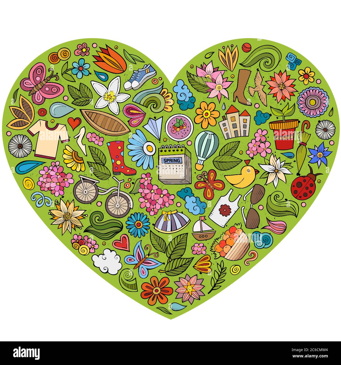 Vector set of Spring cartoon doodle objects Stock Vector Image & Art ...