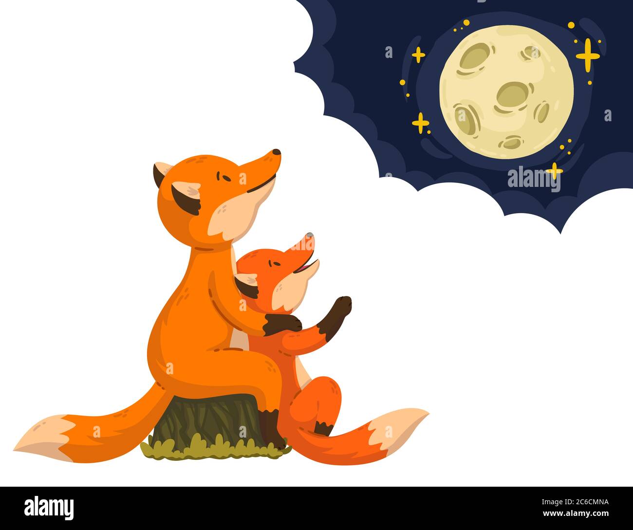 Fox in moonlight Stock Vector Images - Alamy