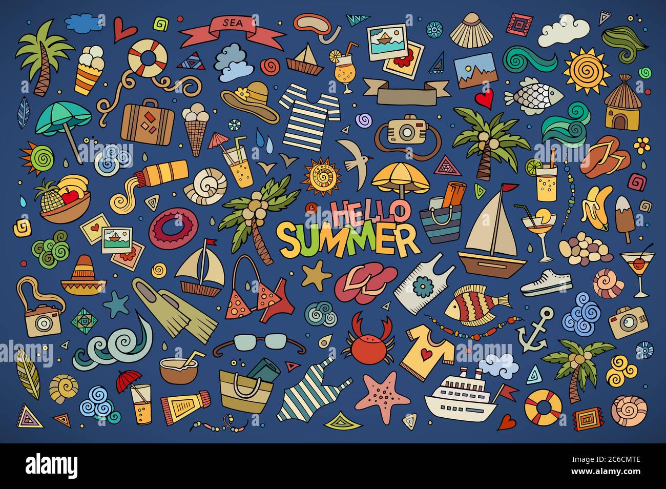 Summer beach symbols and objects Stock Vector Image & Art - Alamy