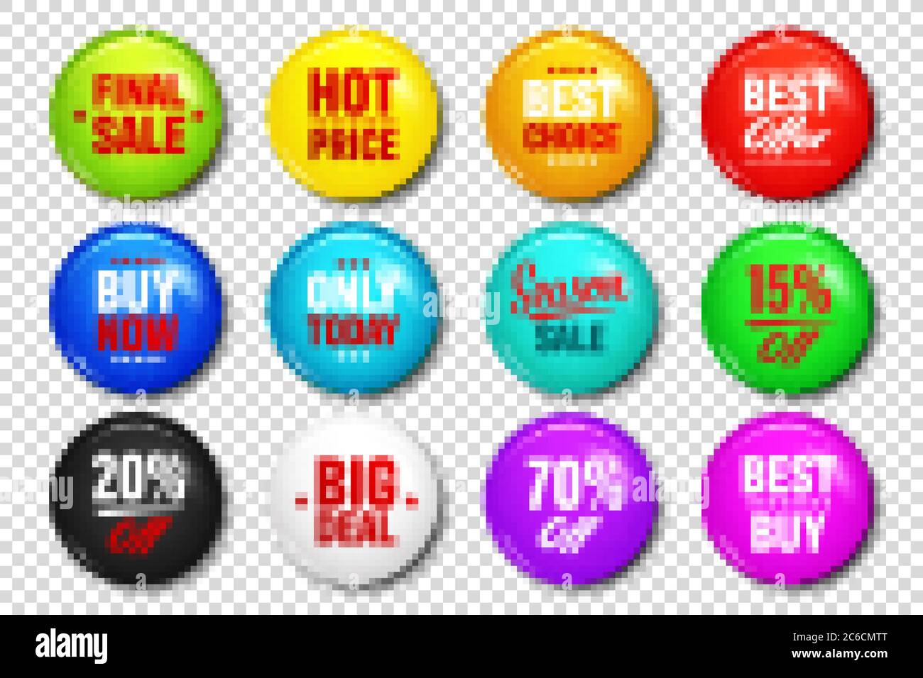 Realistic badges with text. Product promotion, sale. Special offer ...