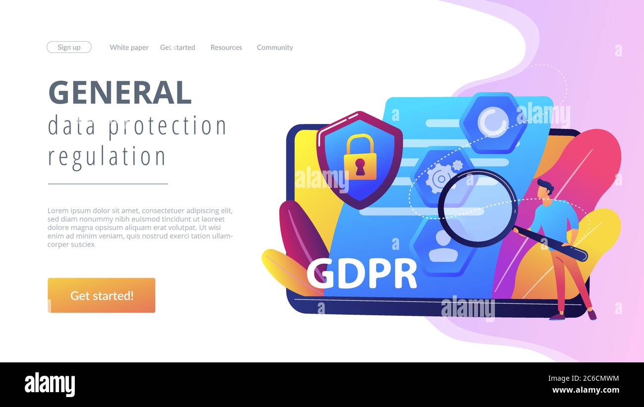 General data protection regulation concept landing page Stock Vector ...