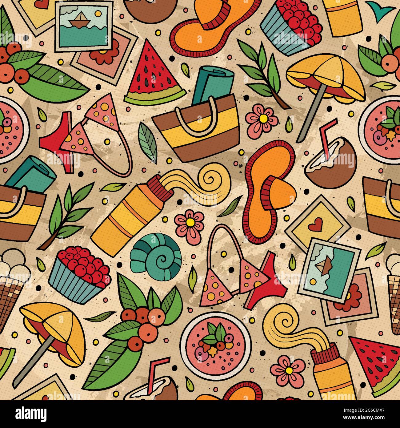 Cartoon summer time seamless pattern Stock Vector Image & Art - Alamy