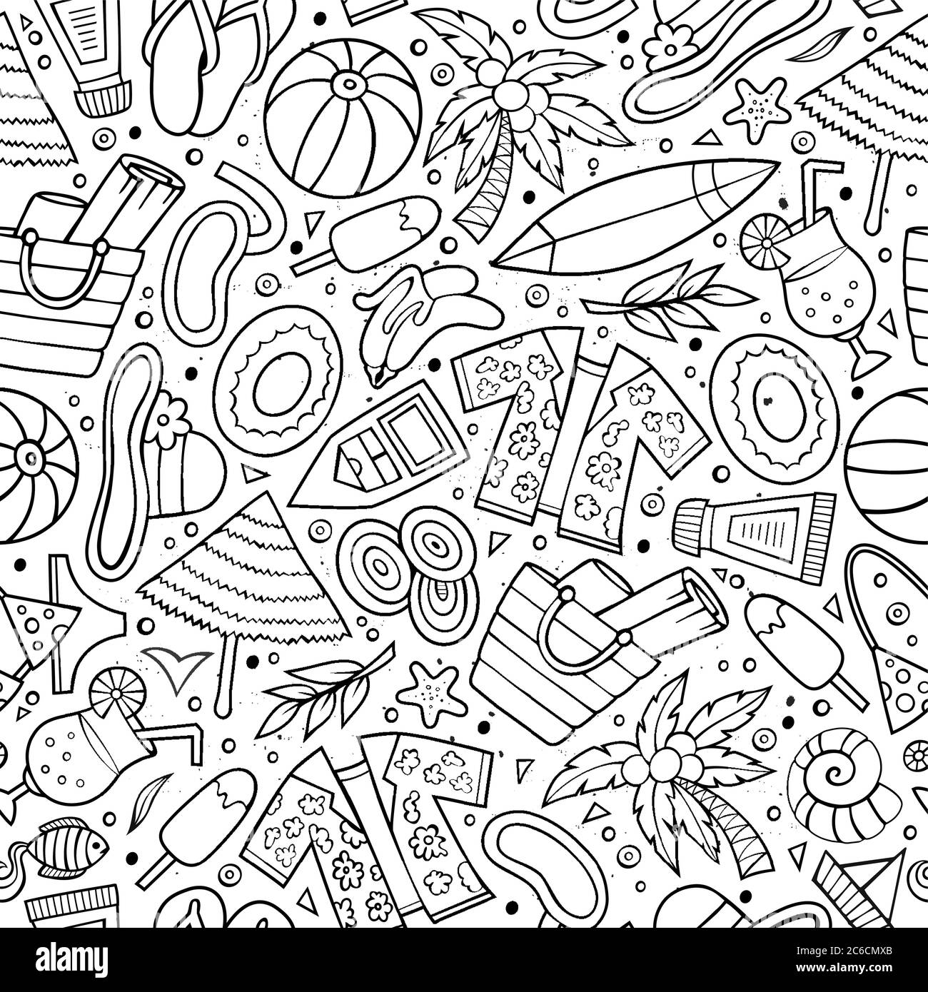 Seamless hand drawn outline Black and White Stock Photos & Images - Alamy