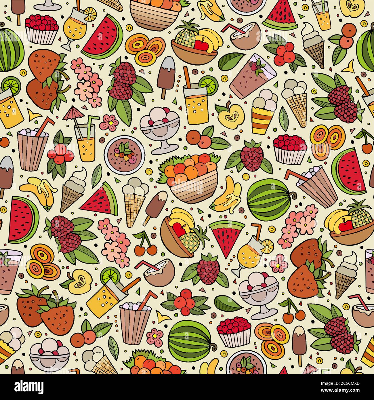 Cartoon summer time seamless pattern Stock Vector Image & Art - Alamy