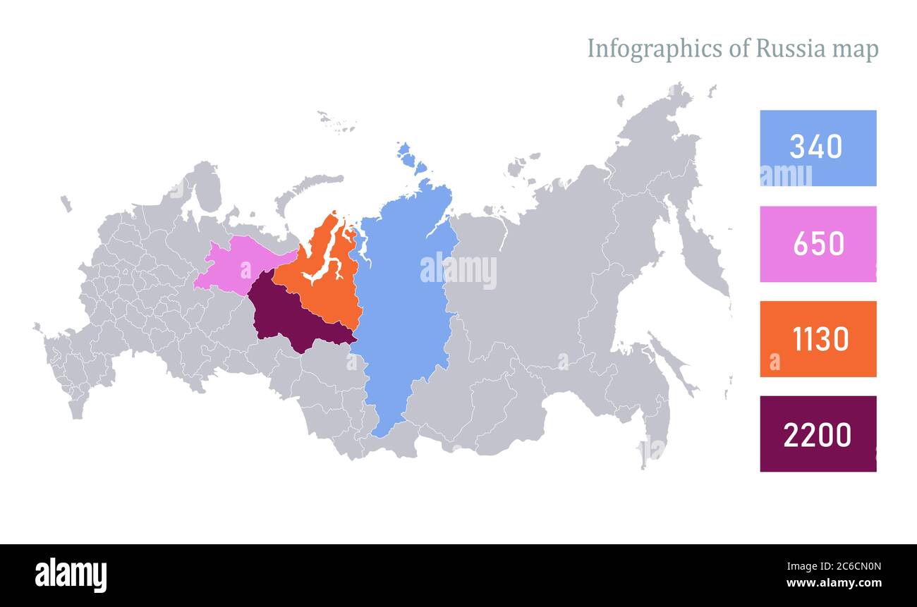 Infographics of Russia map, individual regions vector Stock Vector ...