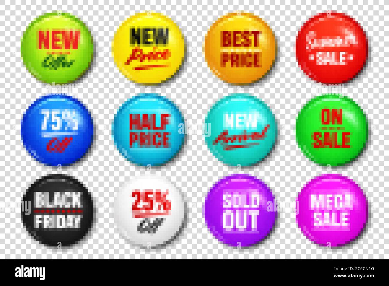 Realistic badges with text. Product promotion, sale. Special offer ...