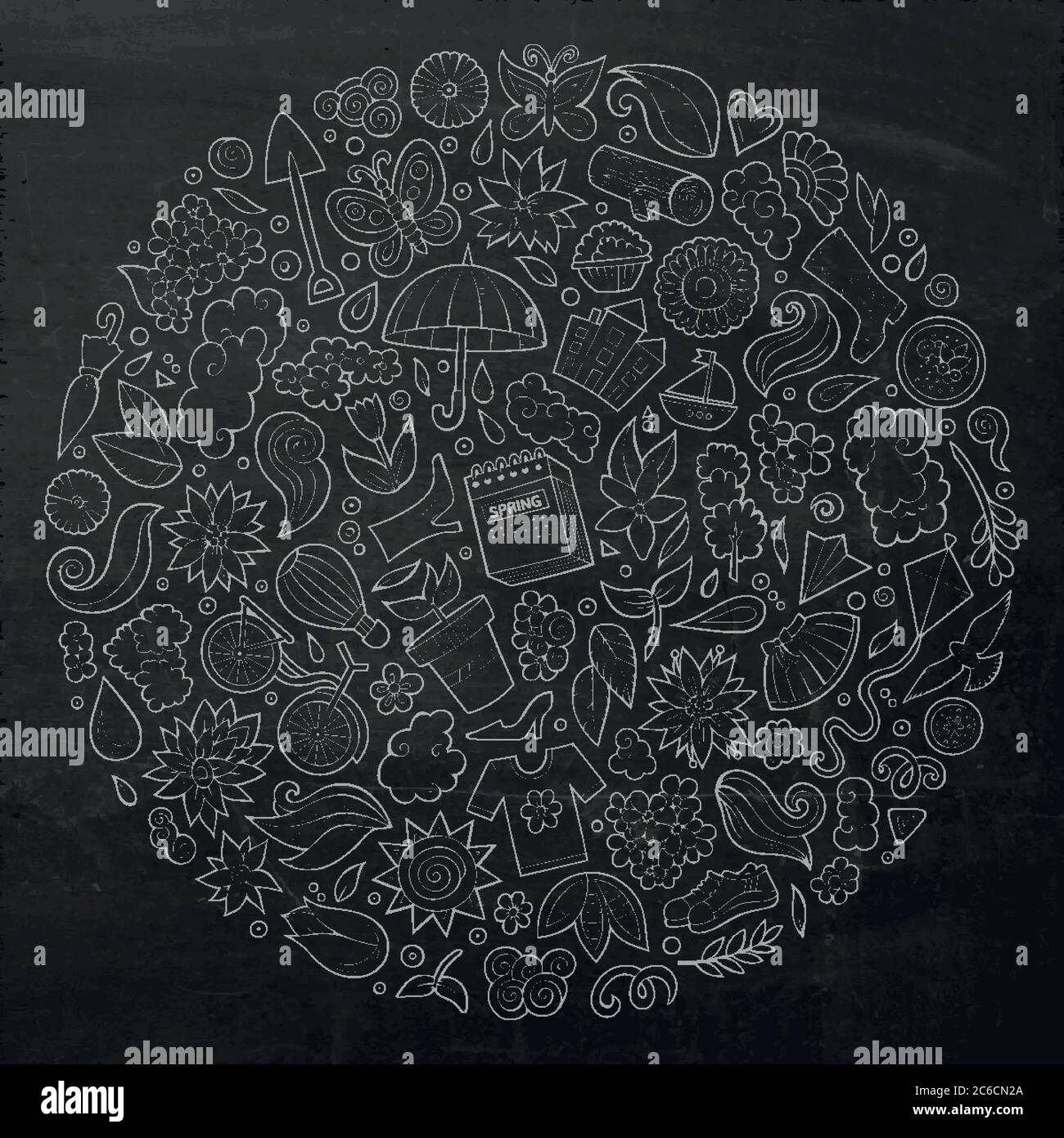 Vector set of Spring cartoon doodle objects Stock Vector Image & Art ...