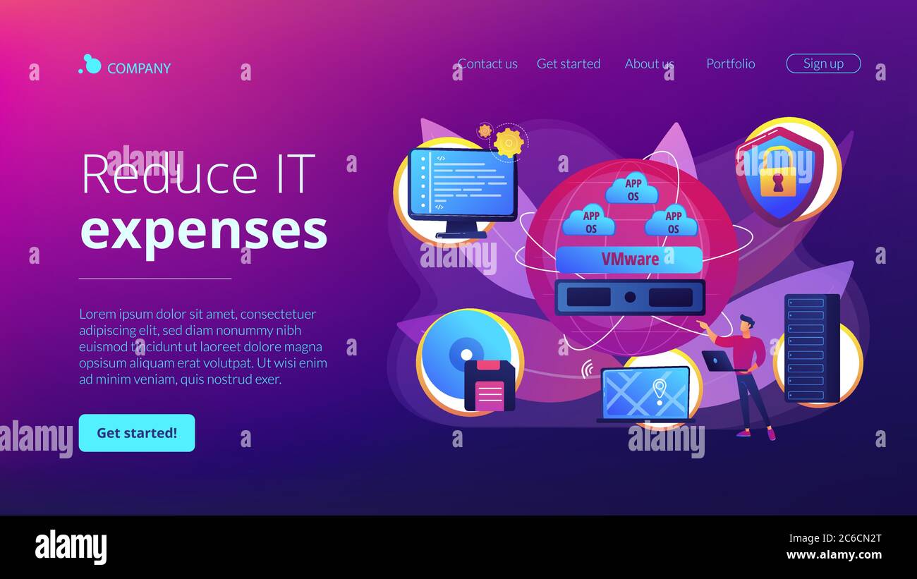 Virtualization technology concept landing page Stock Vector Image & Art ...