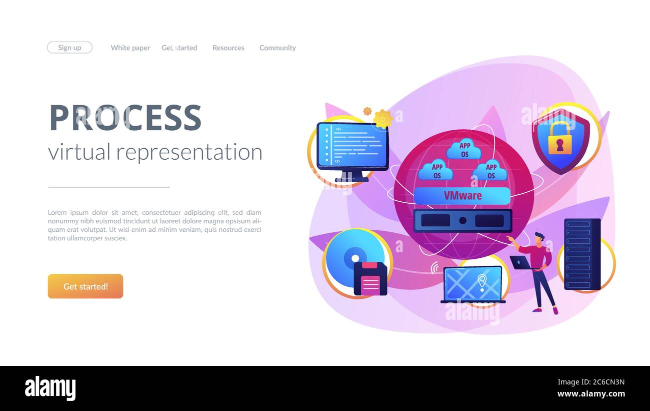 Virtualization technology concept landing page Stock Vector Image & Art ...