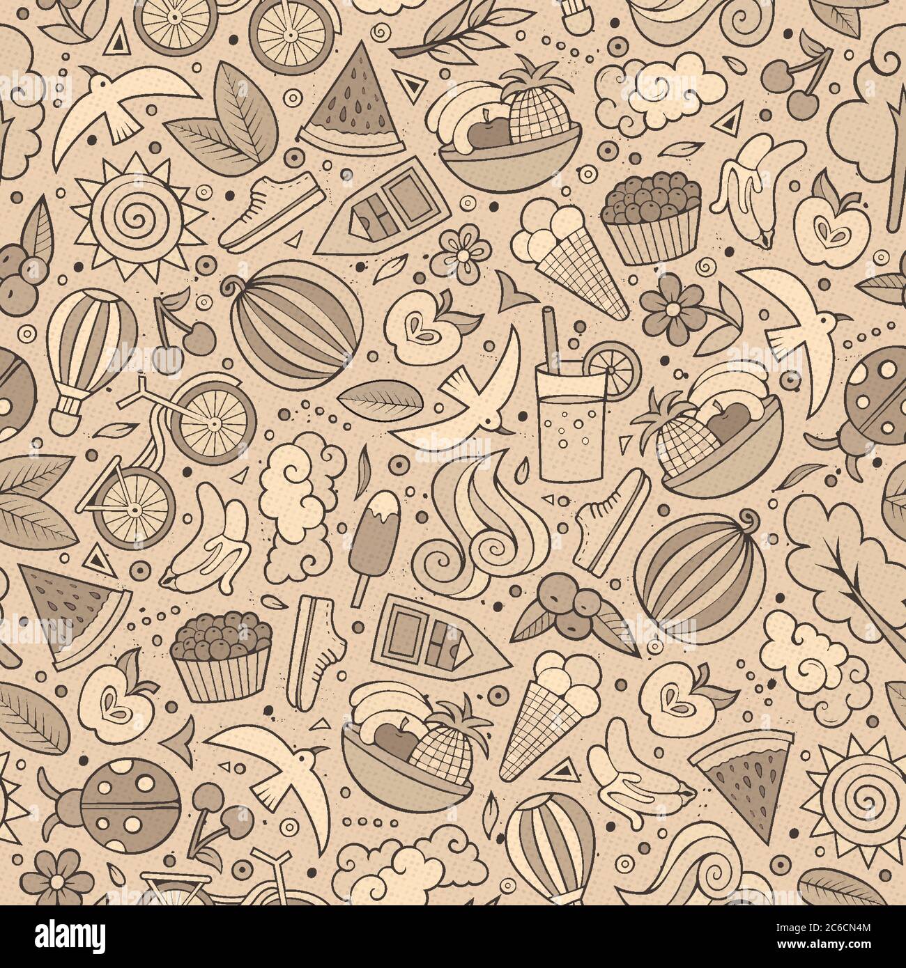 Cartoon summer time seamless pattern Stock Vector Image & Art - Alamy
