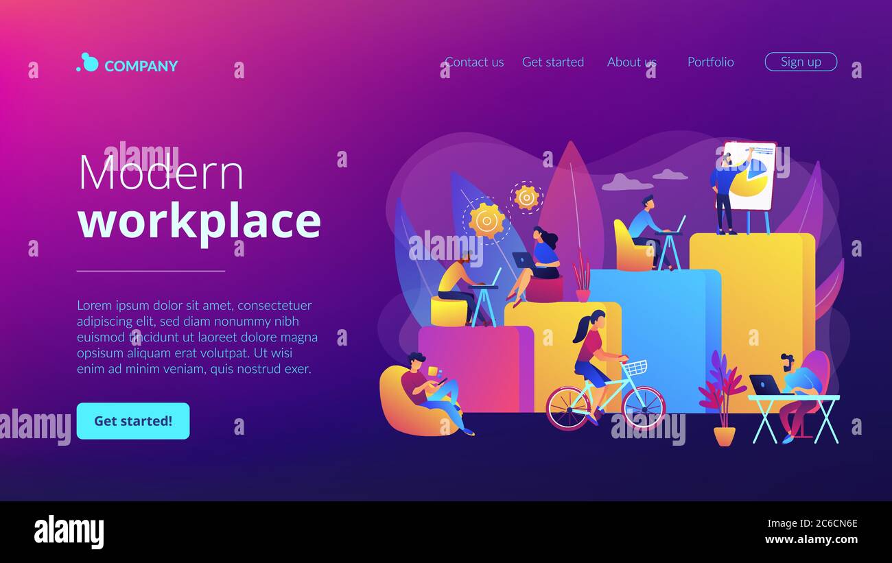 Modern open concept office with workers hi-res stock photography and ...