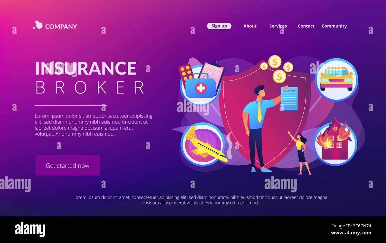 Insurance broker concept landing page Stock Vector Image & Art - Alamy
