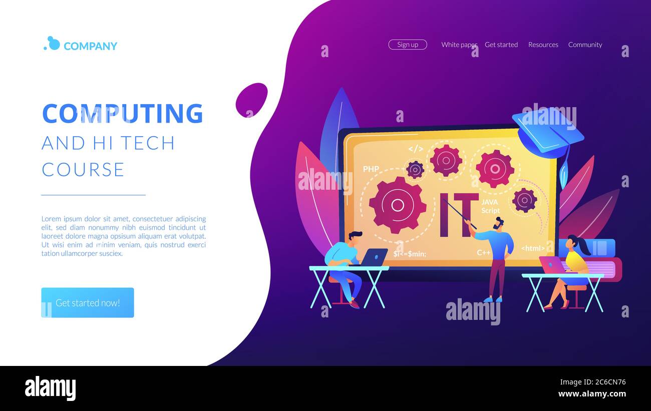 Information technology courses concept landing page Stock Vector Image ...