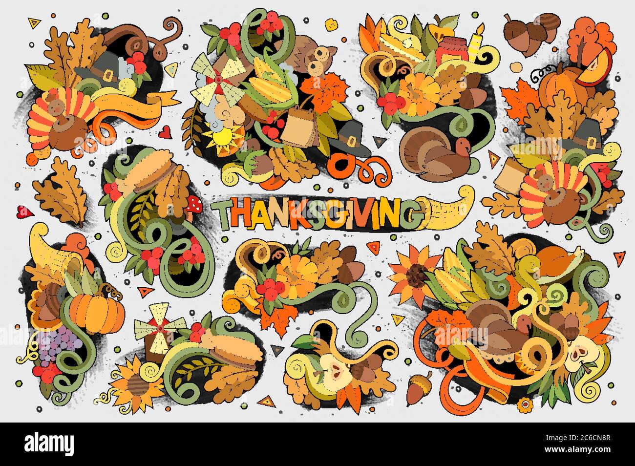 Set of Thanksgiving objects and symbols Stock Vector Image & Art - Alamy