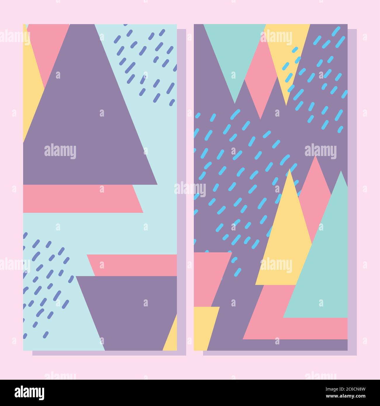 abstract shapes, 80s memphis triangles geometric style placard ...