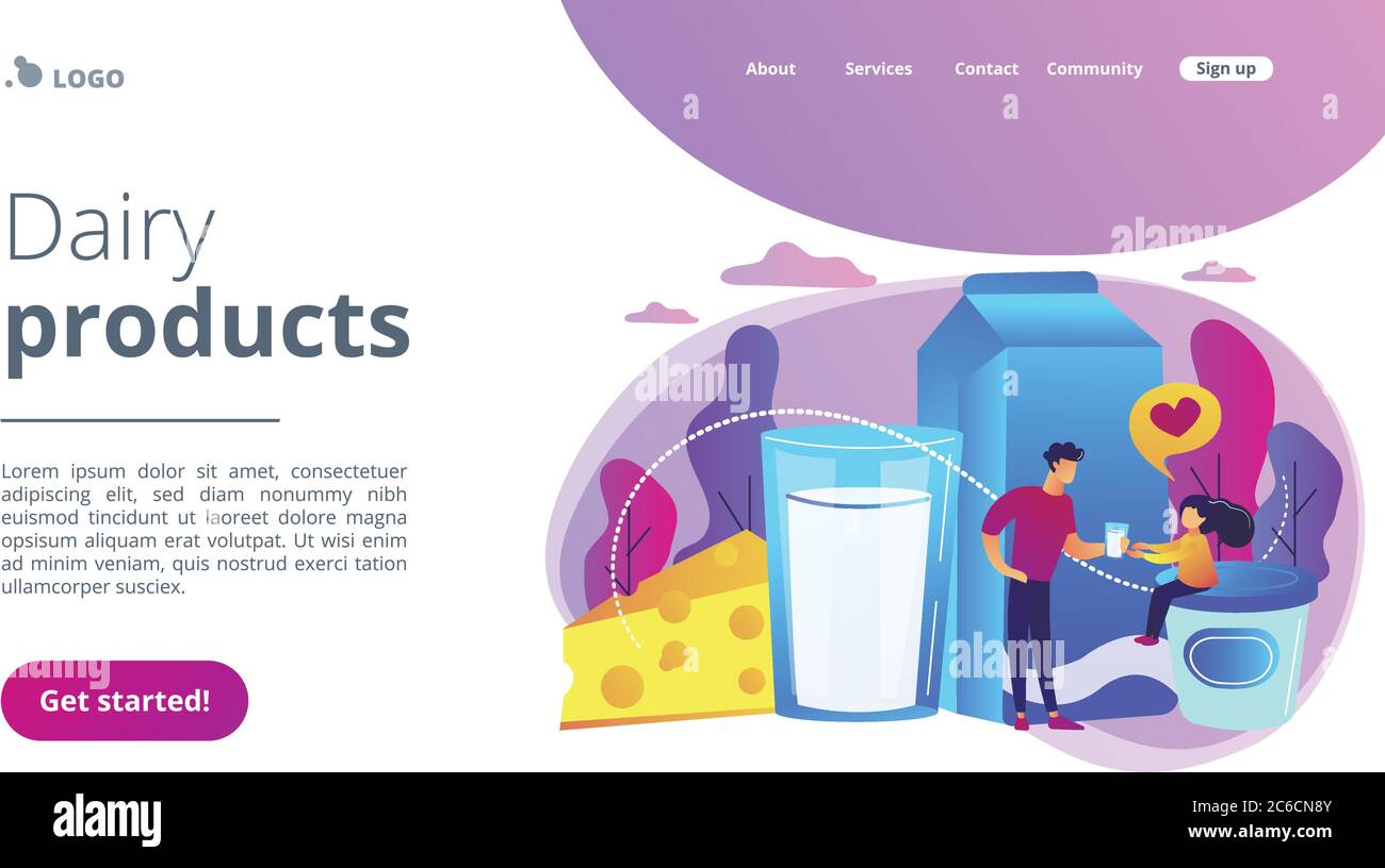 Dairy products concept landing page Stock Vector Image & Art - Alamy