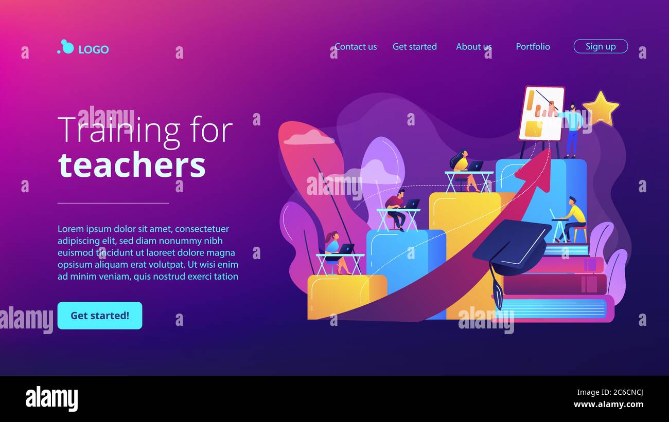 Professional development of teachers concept landing page Stock Vector ...
