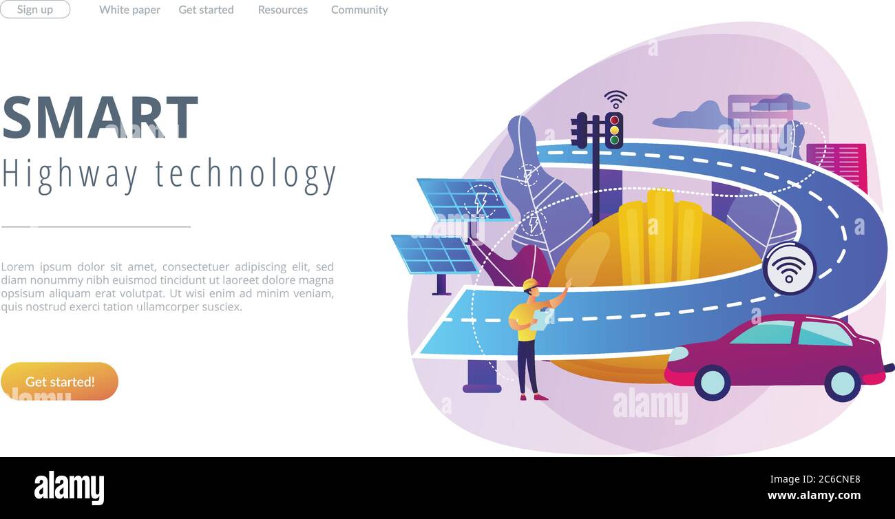 Smart roads construction concept landing page Stock Vector Image & Art ...