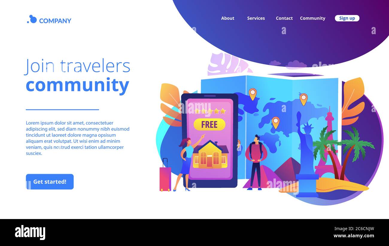 Hospitality and travel clubs concept landing page Stock Vector Image ...