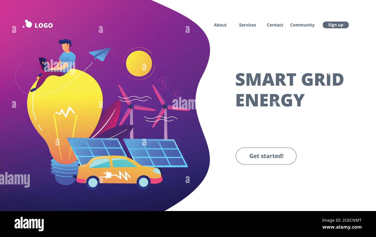 Smart grid energy landing page Stock Vector Image & Art - Alamy