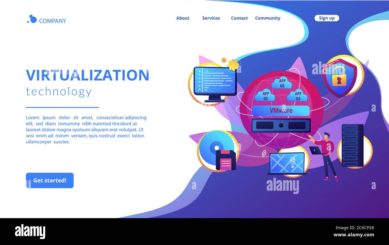 Virtualization technology concept landing page Stock Vector Image & Art ...