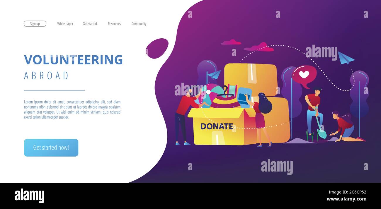 Volunteering vector website template hi-res stock photography and ...