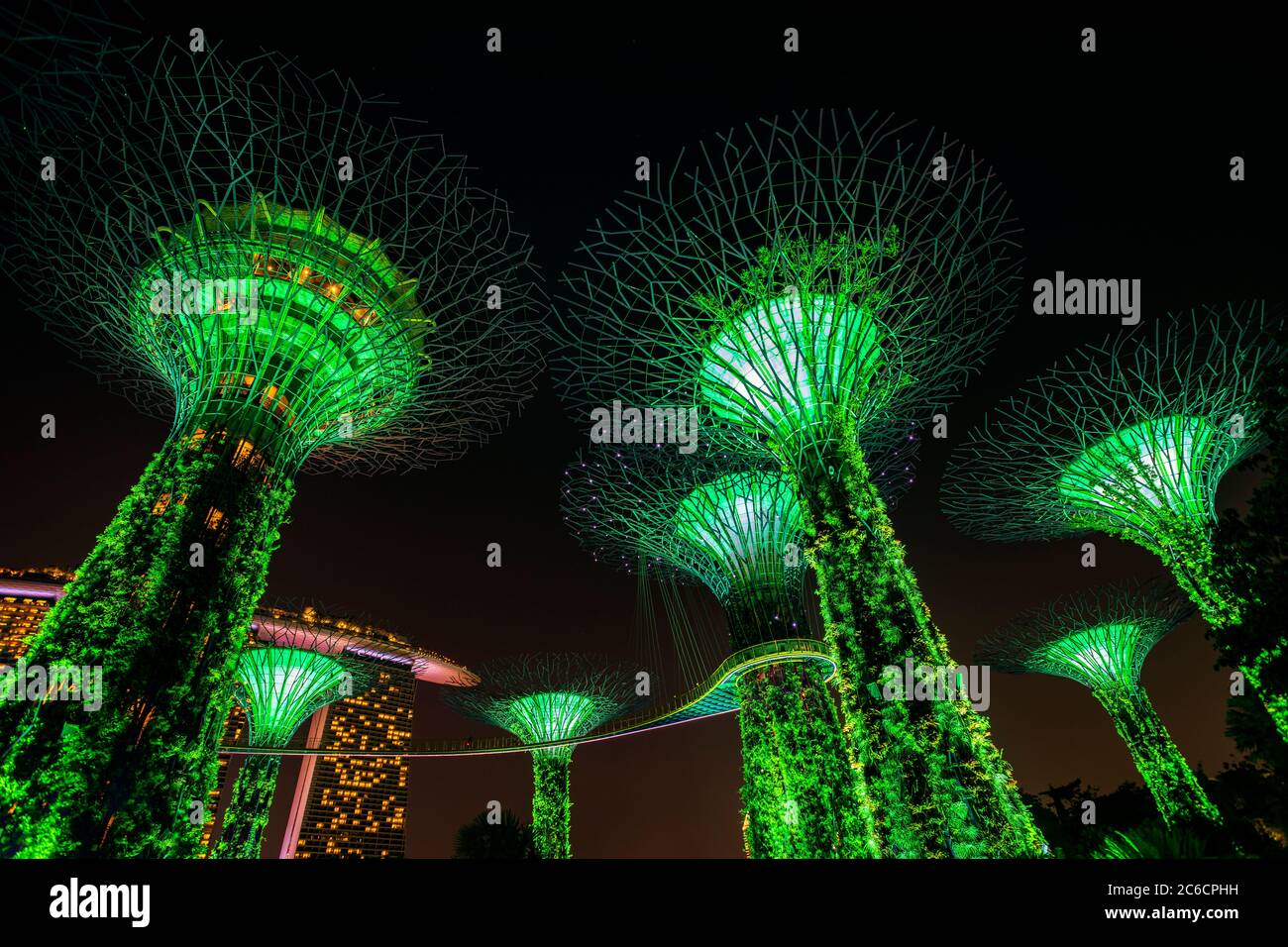 Garden Rhapsody Supertree light show, Gardens by the Bay, Singapore ...