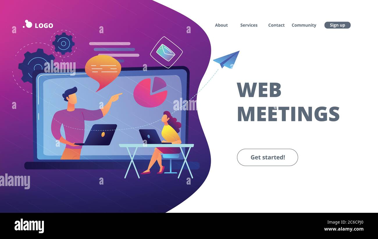 Web meetings landing page Stock Vector Image & Art - Alamy