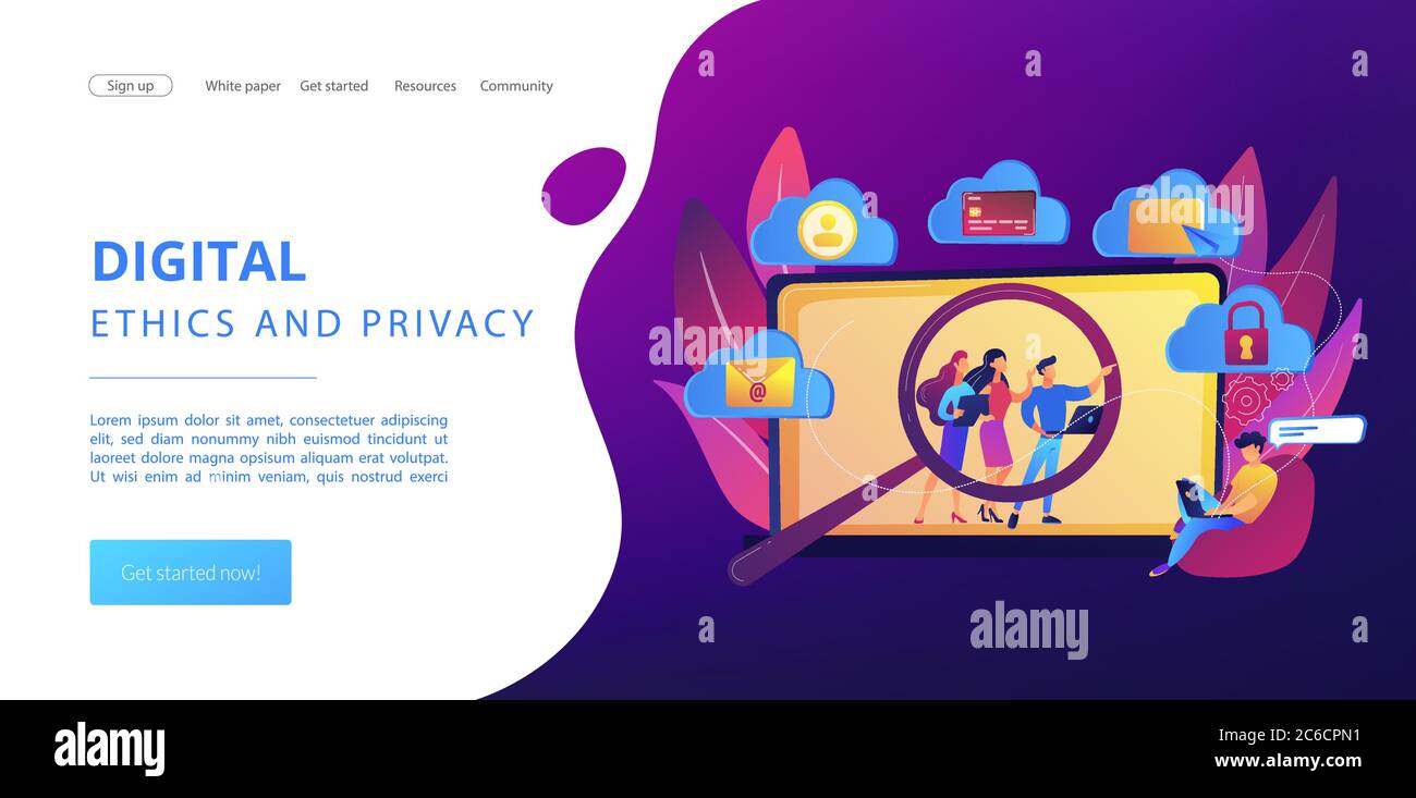 Digital ethics and privacy concept landing page Stock Vector Image ...
