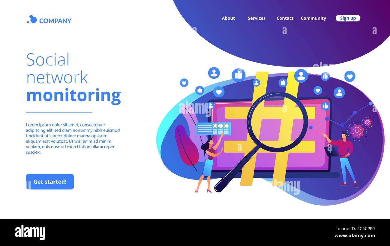 Social network monitoring concept landing page Stock Vector Image & Art ...