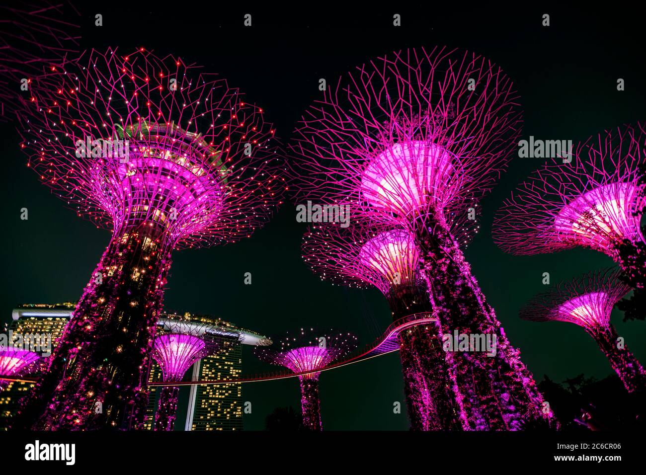 Garden Rhapsody Supertree light show, Gardens by the Bay, Singapore ...