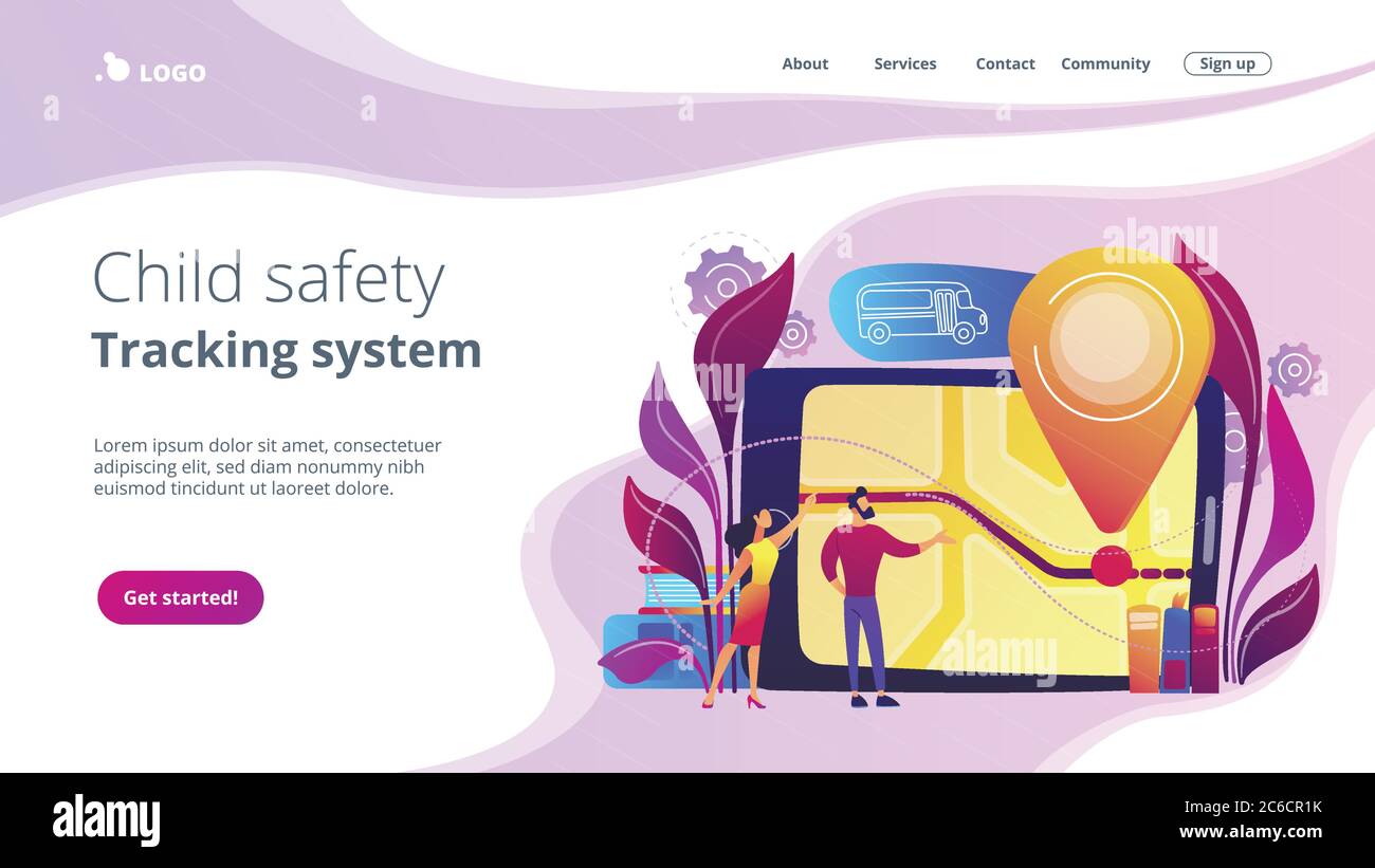 School bus tracking system concept landing page Stock Vector Image ...