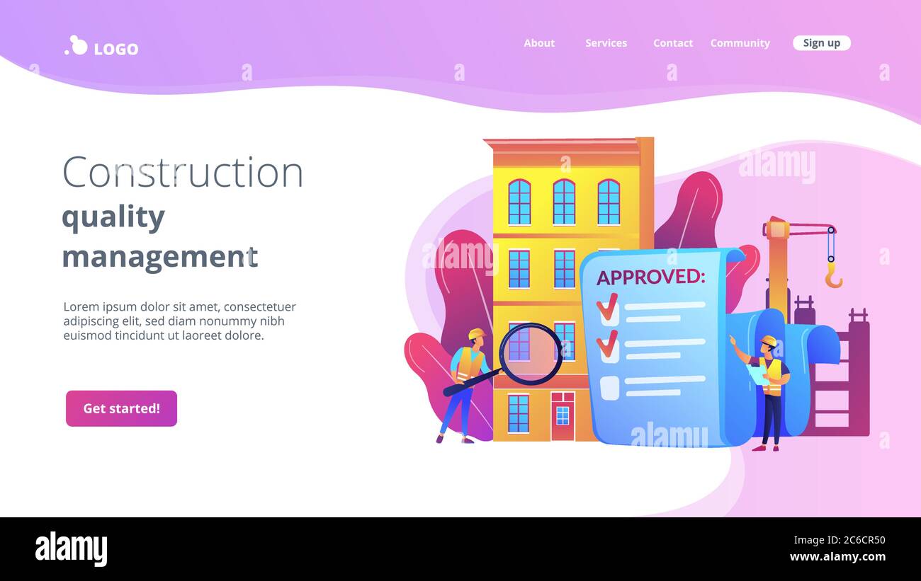 Construction quality control concept landing page Stock Vector Image ...