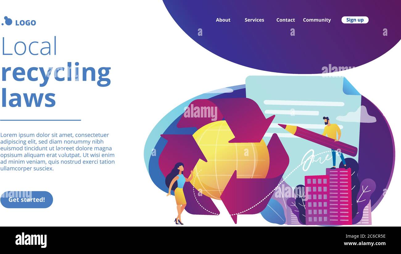 Government mandated recycling concept landing page Stock Vector Image ...
