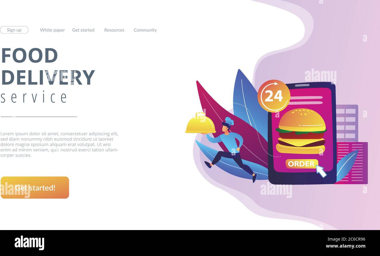 Food delivery service concept landing page Stock Vector Image & Art - Alamy