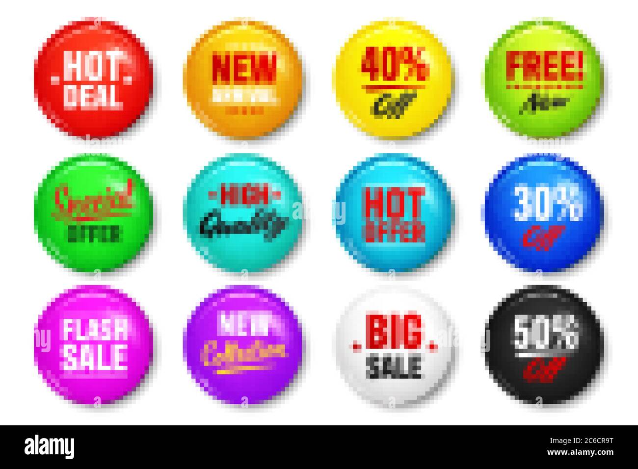 Realistic badges with text. Product promotion, sale. Special offer ...