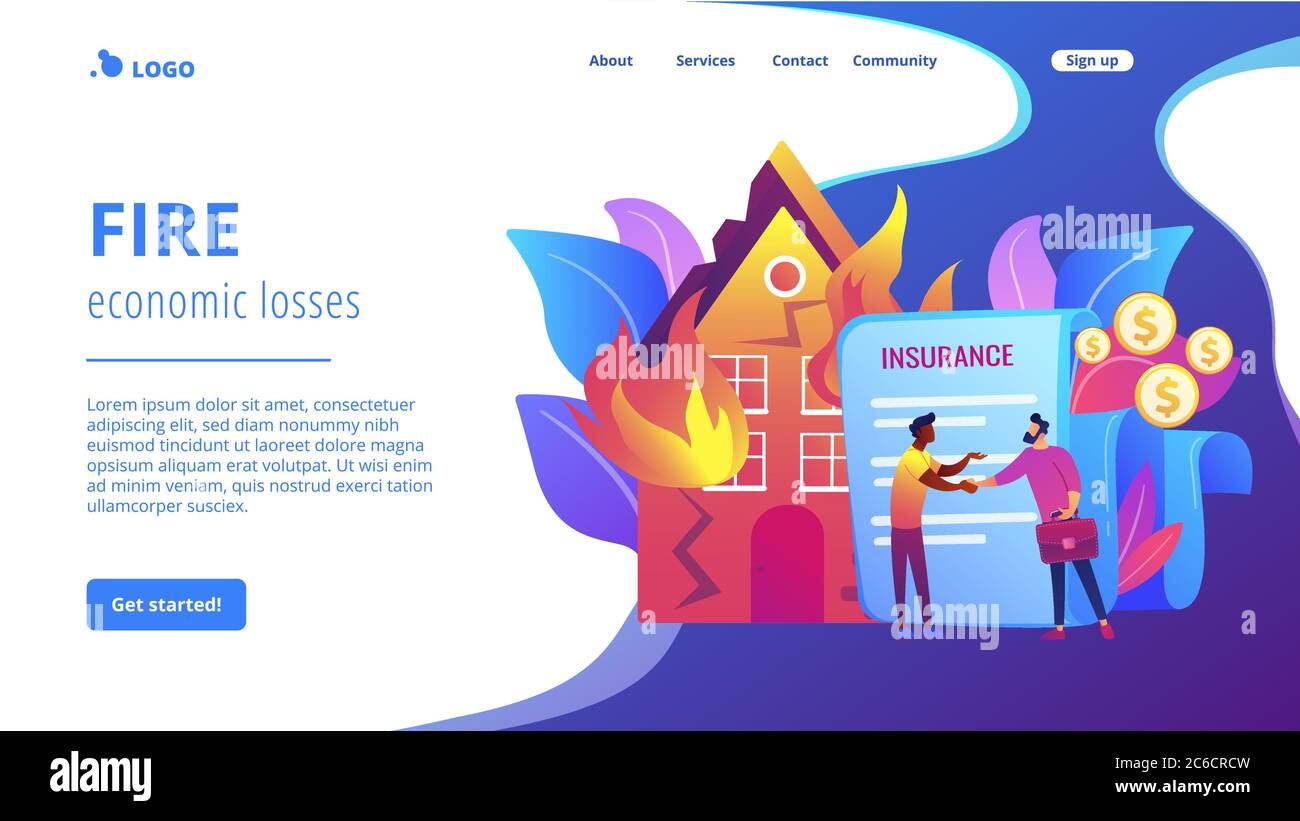 Fire insurance concept landing page Stock Vector Image & Art - Alamy