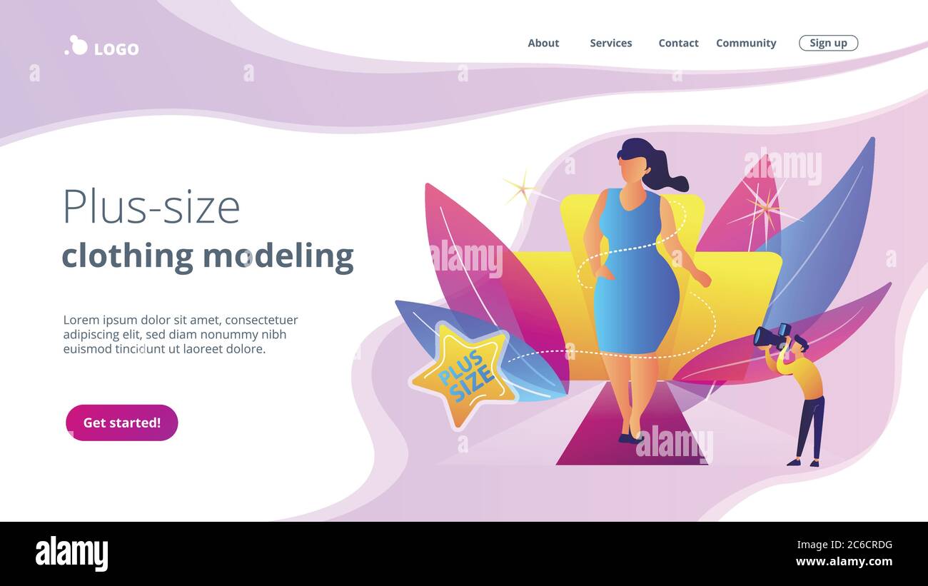 Plus size models concept landing page Stock Vector Image & Art - Alamy