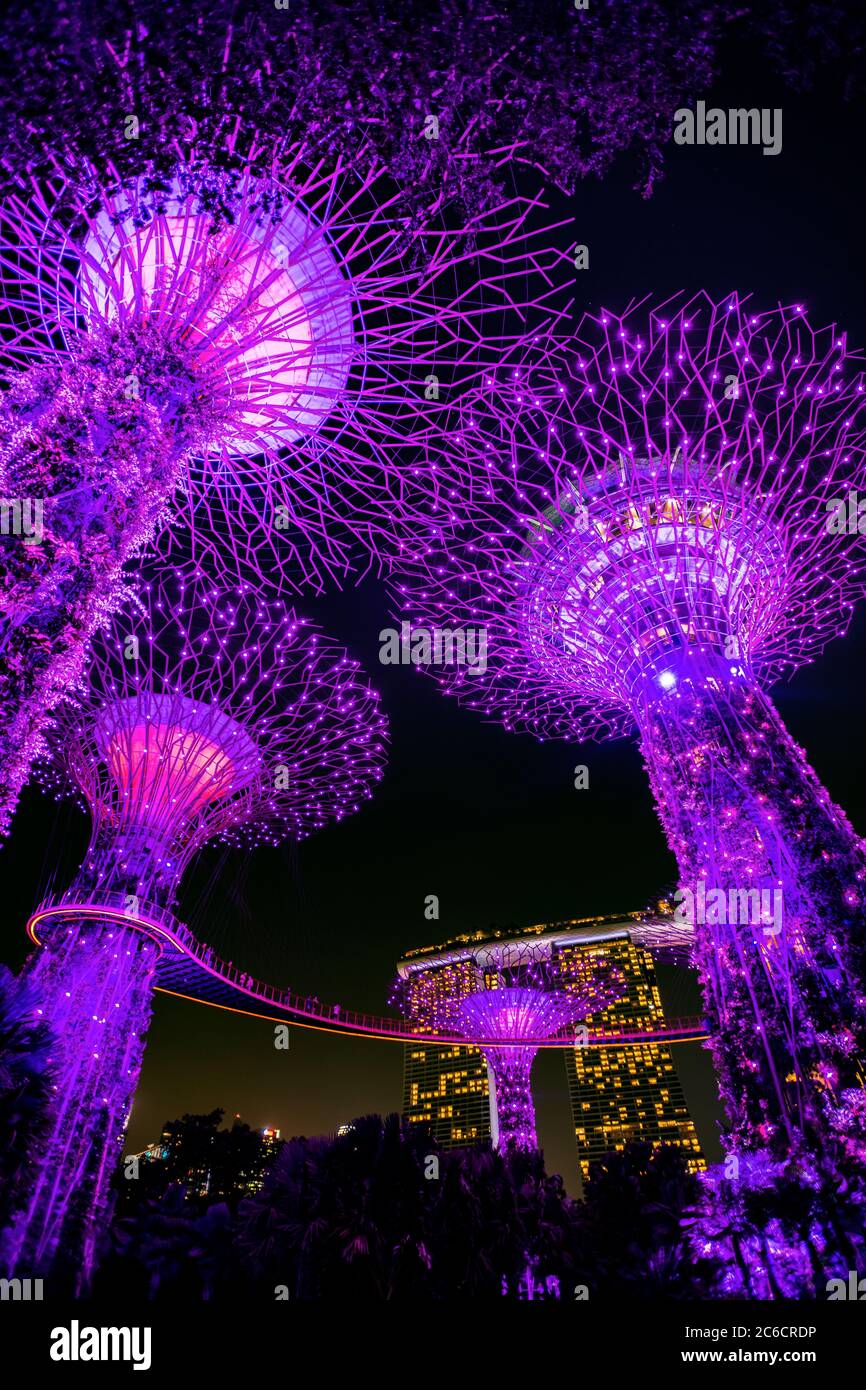 Garden Rhapsody Supertree light show, Gardens by the Bay, Singapore ...