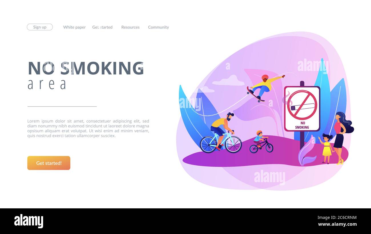 Smoke free zone concept landing page Stock Vector Image & Art - Alamy