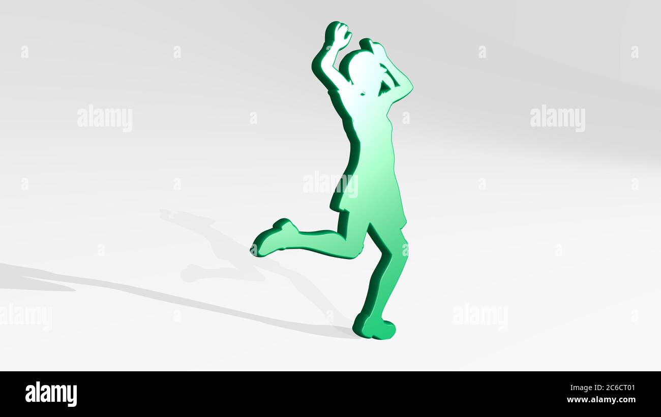 GIRL DANCING from a perspective with the shadow. A thick sculpture made ...