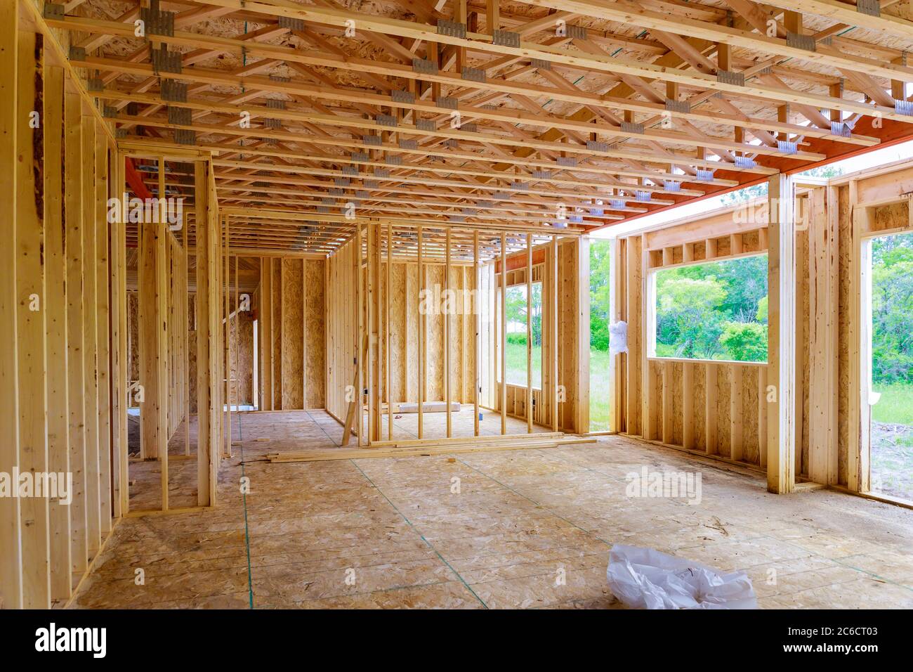 Unfinished of interior view of a house residential construction wall of ...