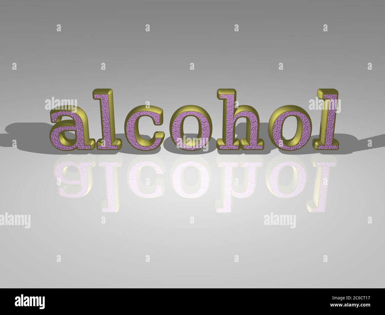 Colorful alcohol written with 3D illustration from a front perspective ...