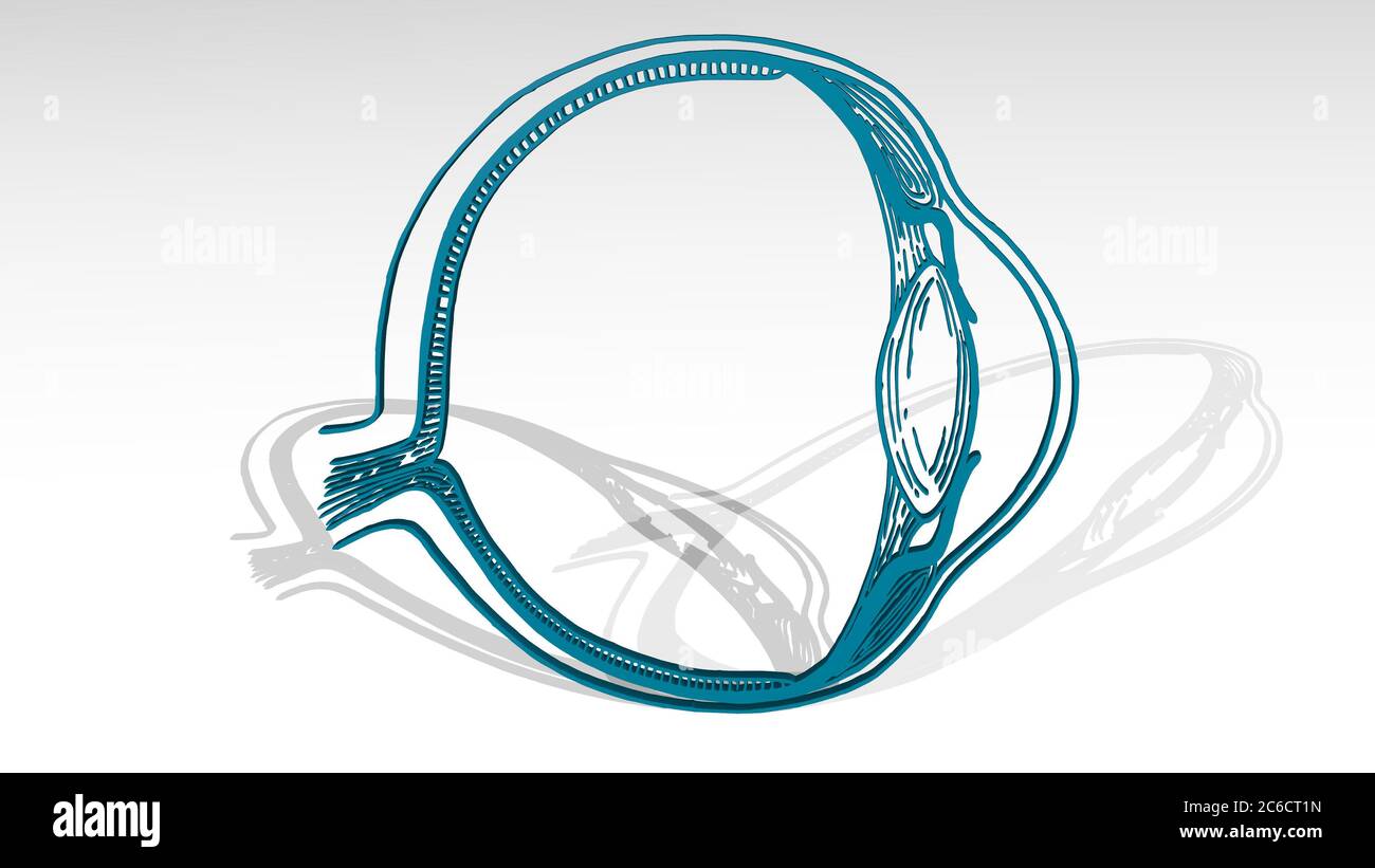 HUMAN EYE ANATOMY made by 3D illustration of a shiny metallic sculpture ...