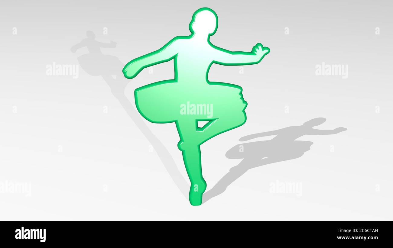 ballerina dancing from a perspective with the shadow. A thick sculpture ...